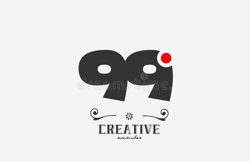 Grey 99 Number Logo Icon Design with Red Dot. Creative Template for ...