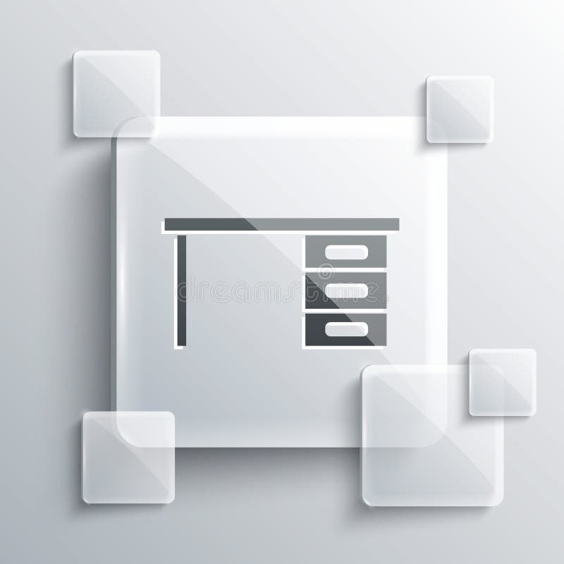 Grey Office Desk Icon Isolated on Grey Background. Square Glass Panels ...