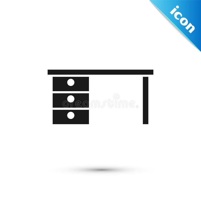 Grey Office Desk Icon Isolated on White Background. Vector Stock Vector ...