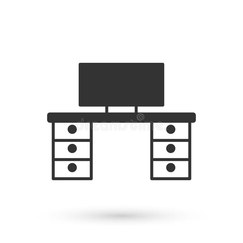 Grey Office Desk Icon Isolated on White Background. Vector Stock Vector ...