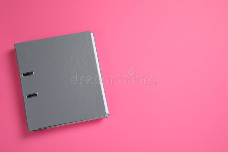 Grey Office Folder on Pink Background, Top View. Space for Text Stock ...