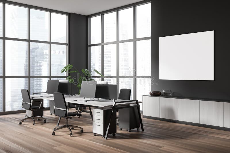 Top View of Office Workspace Interior with Pc Computers on a Shared ...