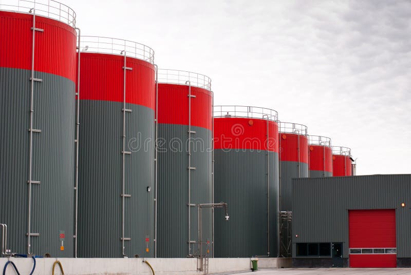 Oil Fuel Industrial Storage Tanks Stock Photo - Image of plant, factory ...
