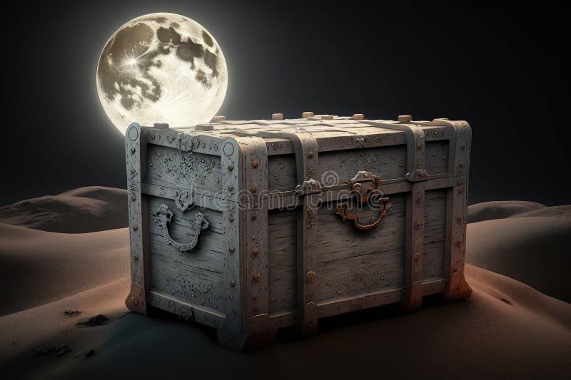 Chest on the Moon Isolated on White Background Stock Illustration ...