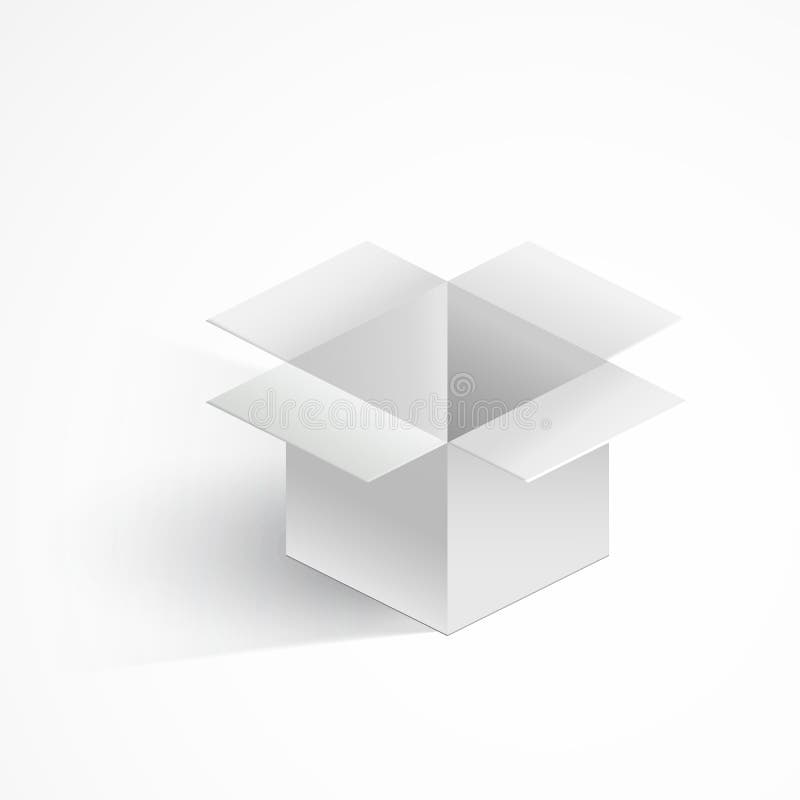 Grey Open Box with Realistic Shadows Isolated on White. EPS10 Vector ...