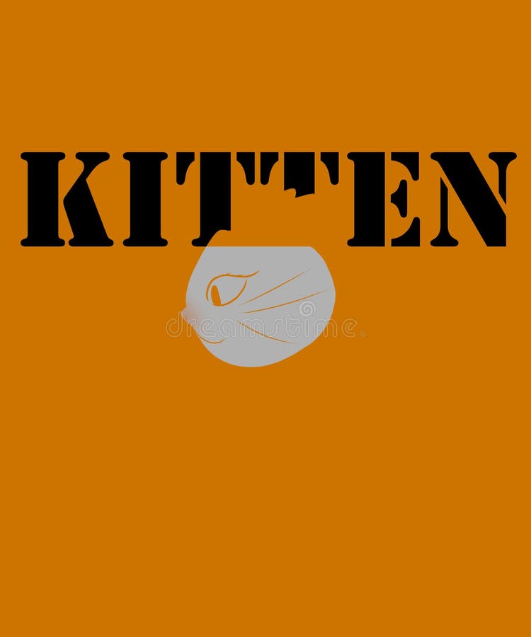Grey orange kitten sign stock illustration. Illustration of writing ...