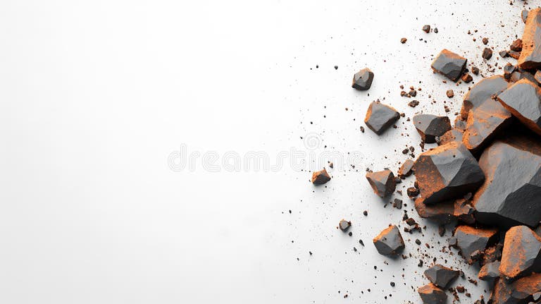 Grey and Orange Shattered Rocks on White Background Stock Illustration ...