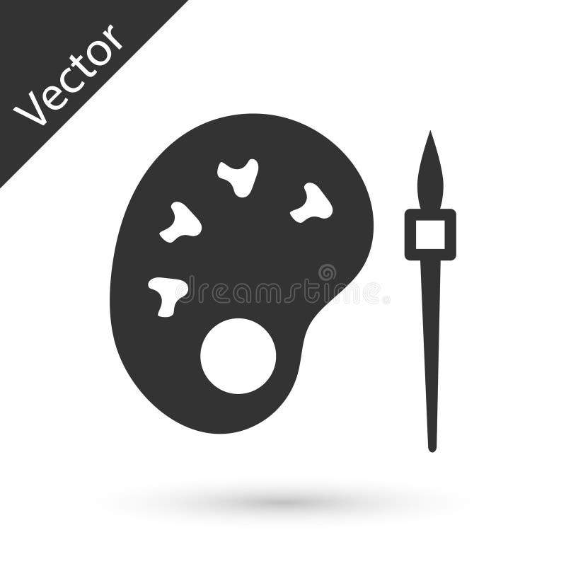 Grey Paint Brush Icon Isolated Seamless Pattern on Black Background ...