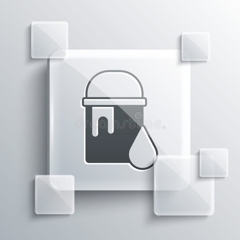 Grey Paint Bucket Icon Isolated on Grey Background. Square Glass Panels ...
