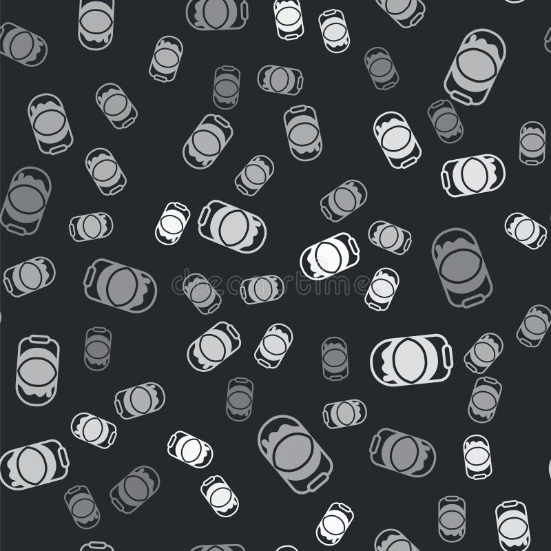 Grey Paint Bucket Icon Isolated Seamless Pattern on Black Background ...