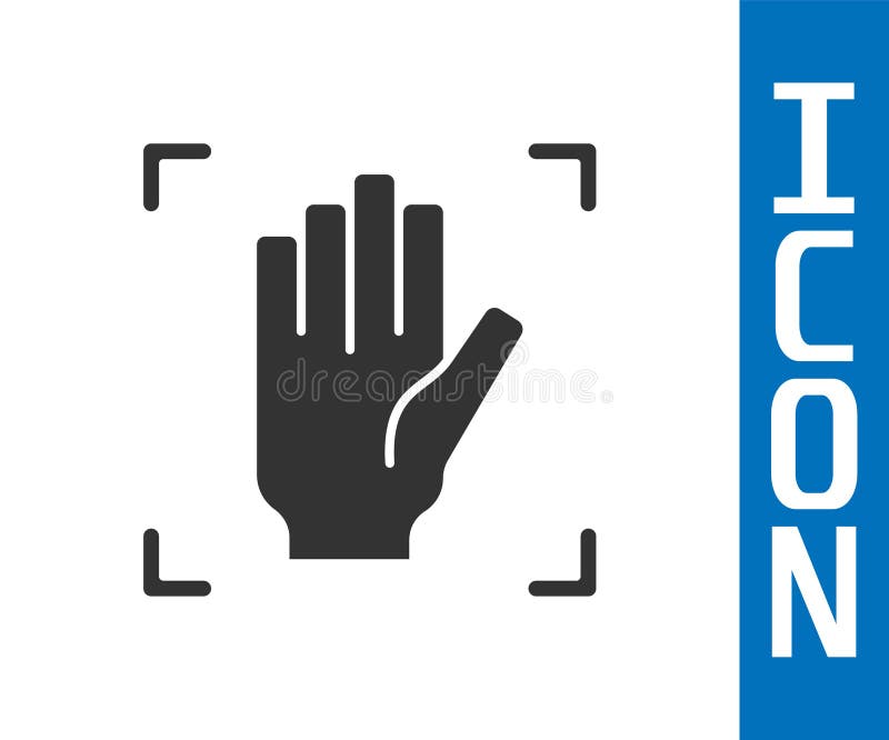 Grey Palm Print Recognition Icon Isolated on White Background ...