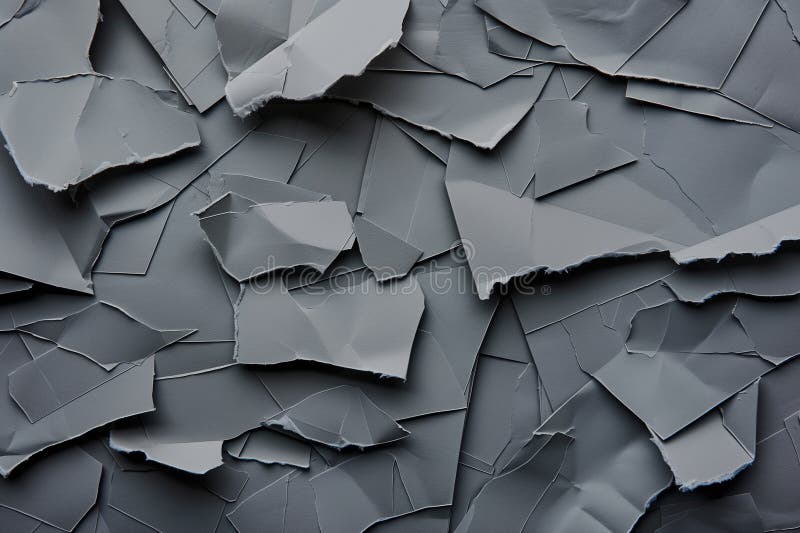 Grey Paper Pieces Torn and Scattered on a Flat Surface. Texture ...