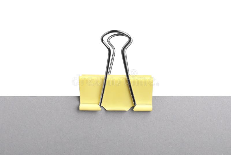 Grey Paper with Yellow Binder Clip Isolated on White Stock Photo ...