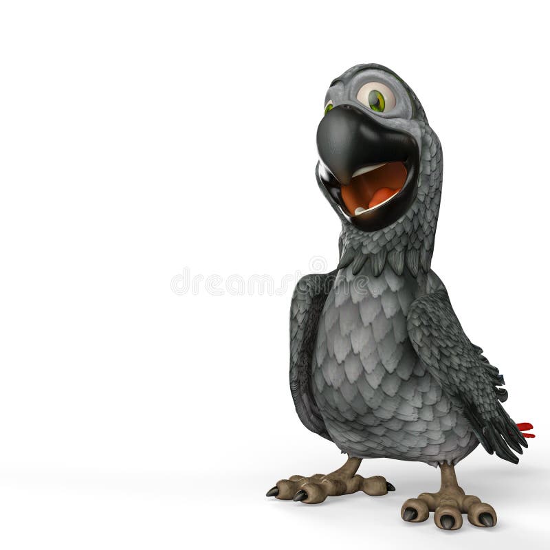 Grey Parrot Cartoon Model Pose Stock Illustration - Illustration of ...