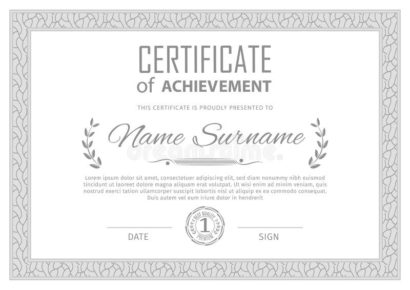 Grey Patternl Border Certificate. Business Simple Design Stock Vector ...