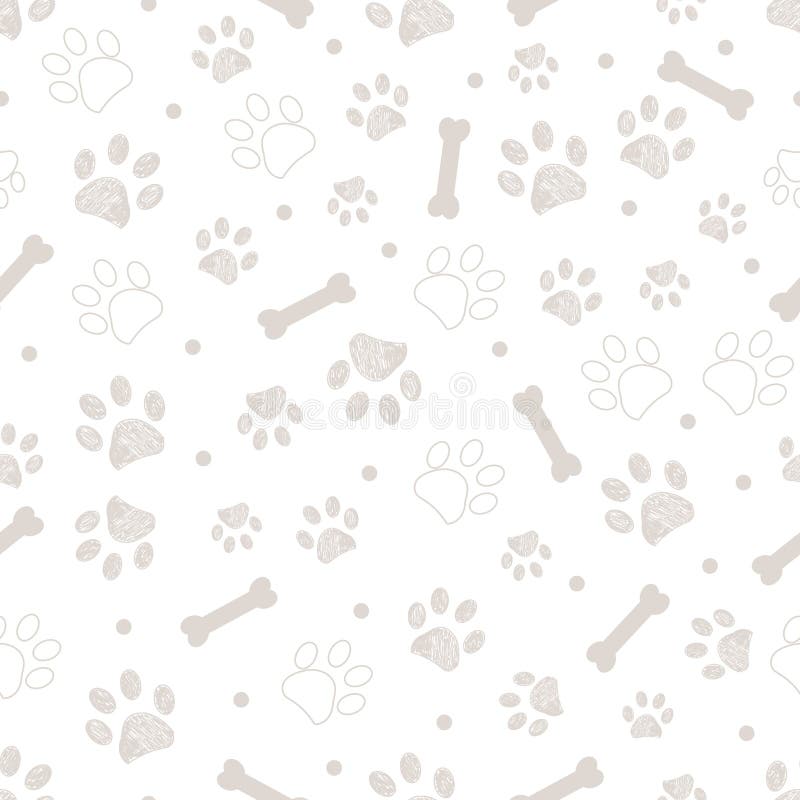 Grey paw and bones pattern stock vector. Illustration of puppy - 382824572
