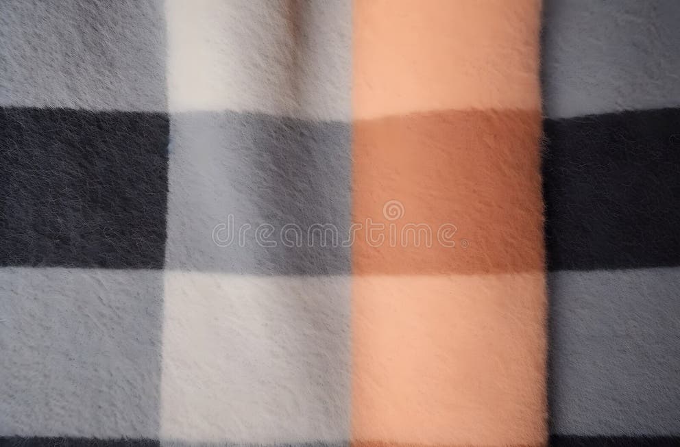 Grey Peach Plaid Wool Fabric Texture Top View Stock Illustration ...