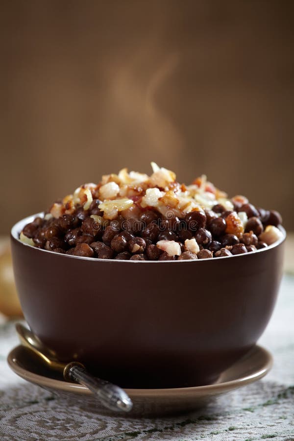 Grey peas with bacon stock image. Image of cuisine, full - 16797273