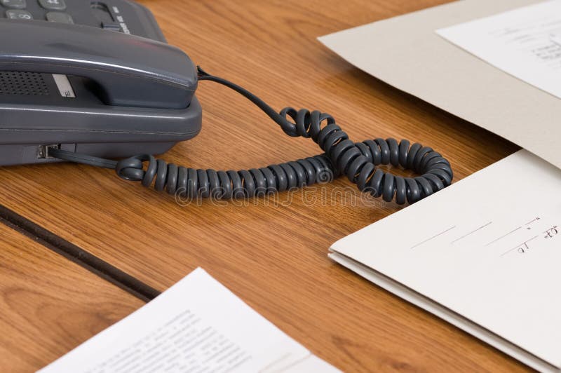 Grey phone at office. stock image. Image of papers, contract - 7161867