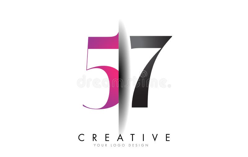 57 5 7 Grey and Pink Number Logo with Creative Shadow Cut Vector Stock ...