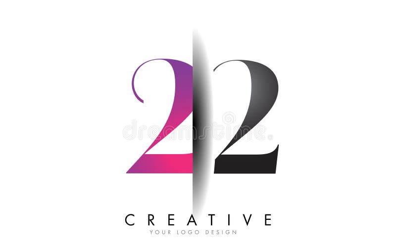 22 2 Grey and Pink Number Logo with Creative Shadow Cut Vector Stock ...