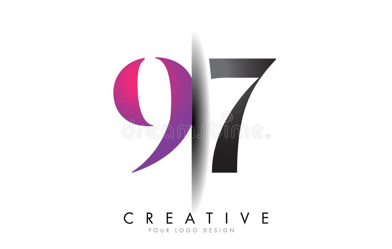 97 9 7 Grey and Pink Number Logo with Creative Shadow Cut Vector Stock ...