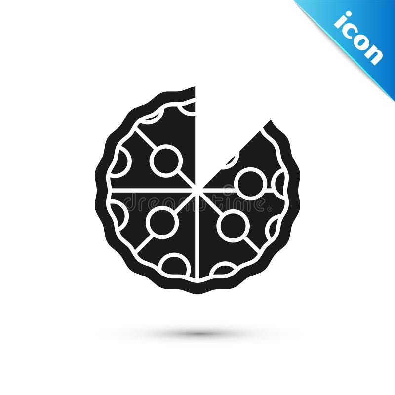 Grey Pizza Icon Isolated on White Background. Fast Food Menu Stock ...