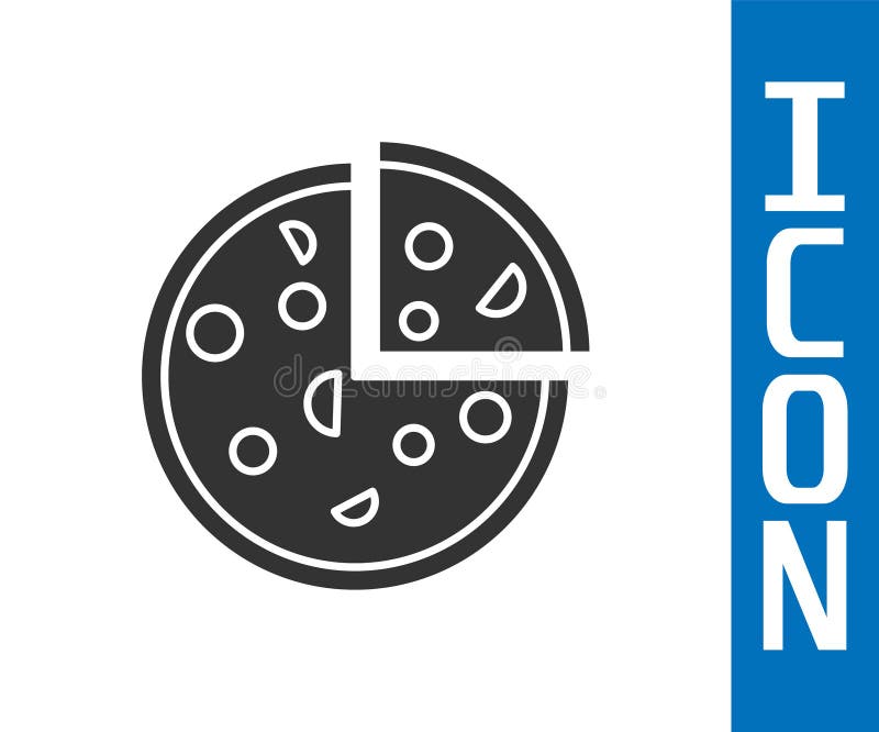 Grey Pizza Icon Isolated on White Background. Fast Food Menu. Vector ...