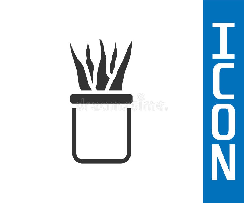 Grey Plant in Pot Icon Isolated on White Background. Plant Growing in a ...
