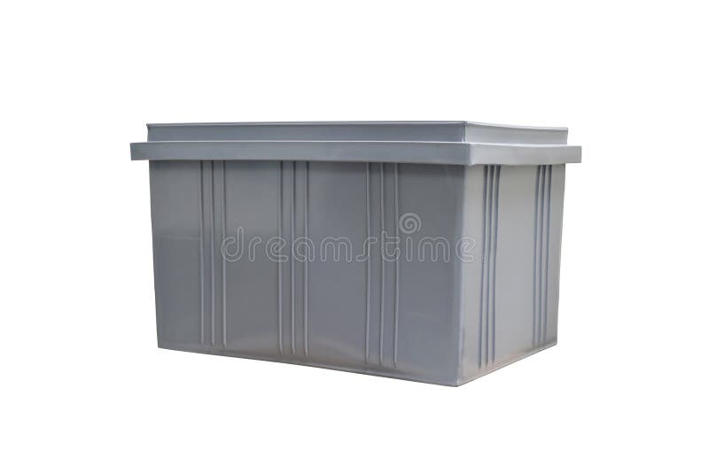 Grey Plastic Box Packaging of Finished Goods Product on White ...