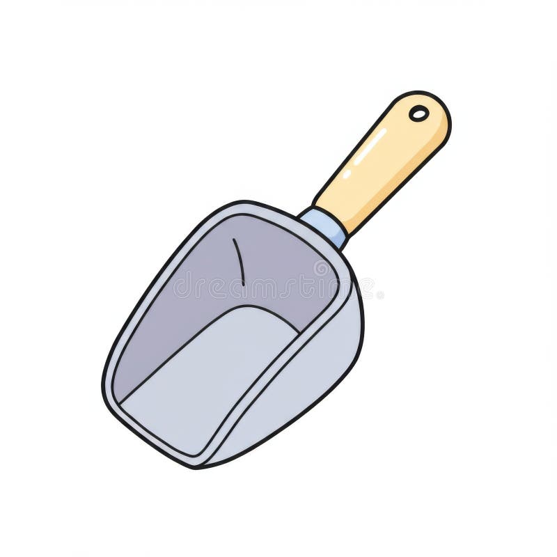 Grey Plastic Scoop with Wooden Handle Illustration Stock Illustration ...