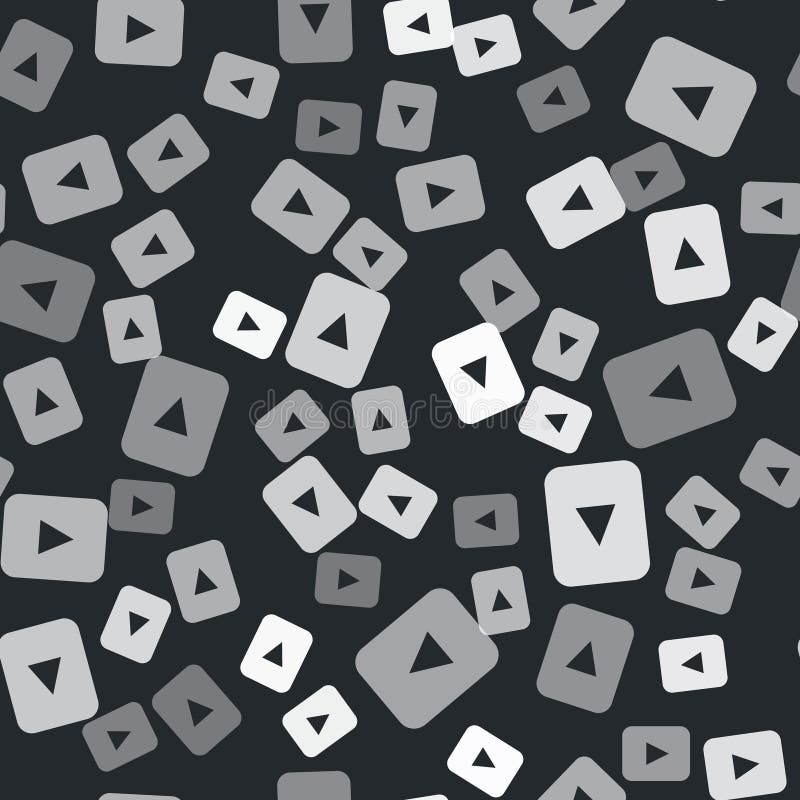 Grey Play Button Icon Isolated Seamless Pattern on Black Background ...