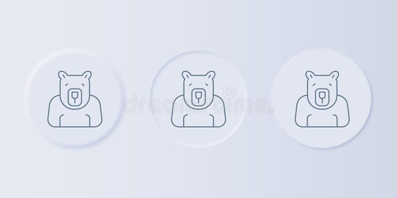 Grey Polar Bear Head Icon Isolated on Grey Background. Set Icons in ...