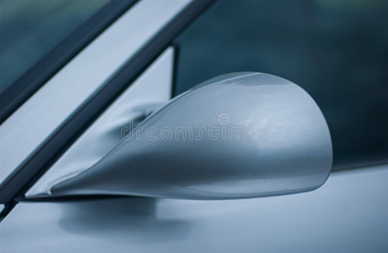 Grey, Polished, Left Side Car Mirror Stock Image - Image of luxury ...