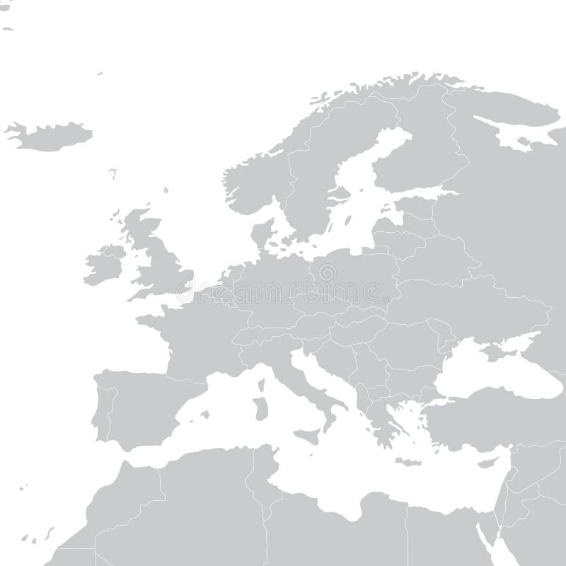 Grey Political Map of Europe. Europe Map Illustration. Political Europe ... Grey Political Map of Europe. Europe Map Illustration. Political Europe ...