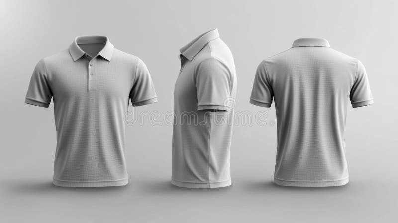 Grey Polo Shirt Displayed from Three Angles Generative AI Stock ...