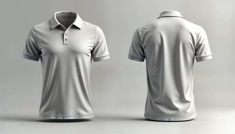 Grey Polo Shirt Front Side, Back View. Blank Design for Customization ...