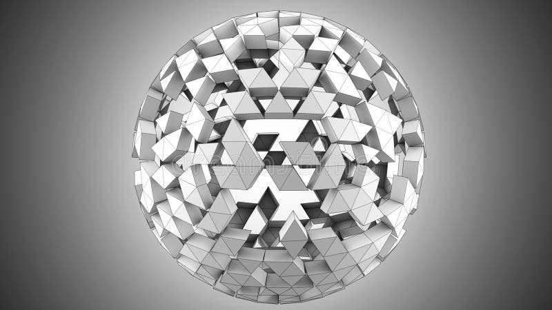 Grey Polygonal Spherical Shape 3D Render Stock Illustration ...