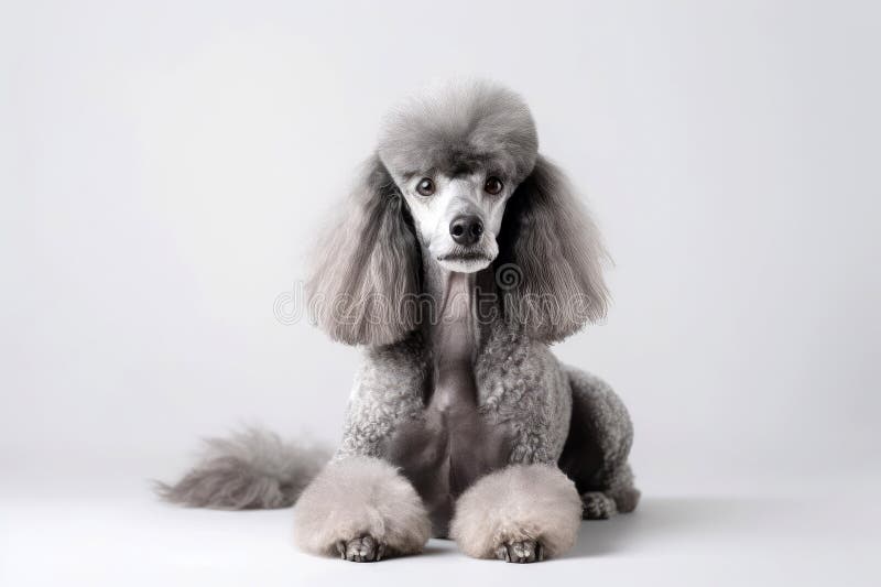 Grey Poodle Dog on White Background. Generative AI Stock Illustration ...
