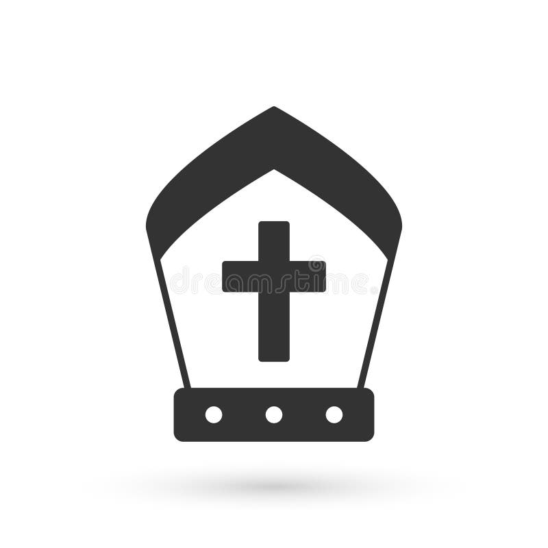 Grey Pope Hat Icon Isolated on White Background. Christian Hat Sign ...