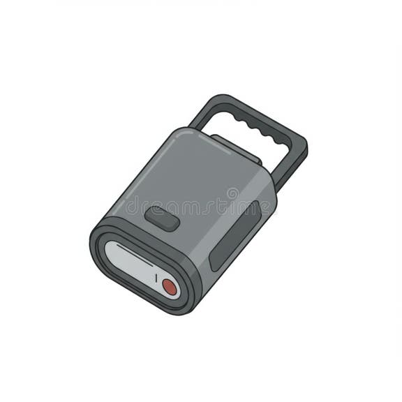 Grey Portable Flashlight with Handle Isometric Illustration Stock ...