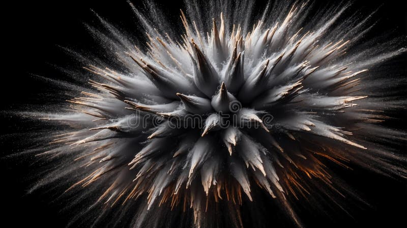 Grey Powder Center Radial Explosion Isolated in Black Ai Generated ...