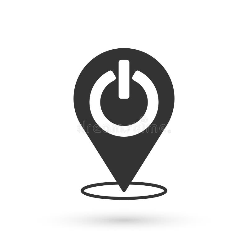 Grey Power Button Icon Isolated on Grey Background. Start Sign. Square ...