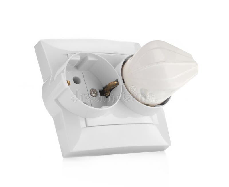 Grey Power Plug and Socket Isolated on White Stock Image - Image of ...