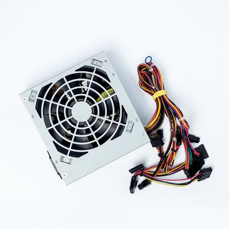 Grey Power Supply Unit Computer with Cables Stock Image - Image of ...