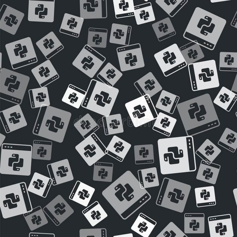 Grey Python Programming Language Icon Isolated Seamless Pattern on ... Grey Python Programming Language Icon Isolated Seamless Pattern on ...