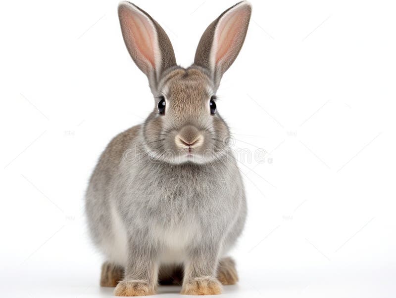 Grey rabbit stock photo. Image of grey, isolated, white - 294983918