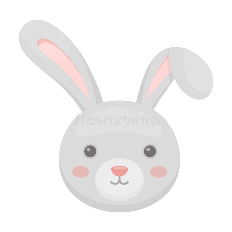 Grey Rabbit with Long Ears. Easter Single Icon in Cartoon Style Vector ...