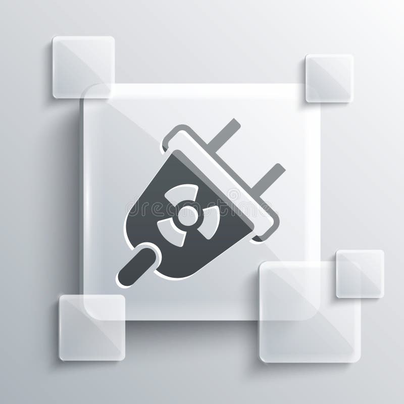 Grey Radiation Electrical Plug Icon Isolated on Grey Background ...