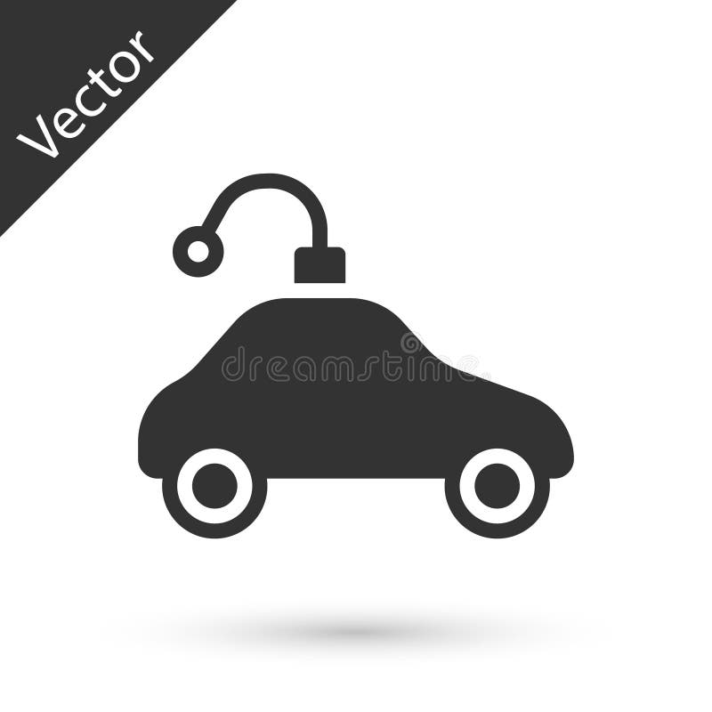 Grey Radio Controlled Car Toy Icon Isolated on White Background ...
